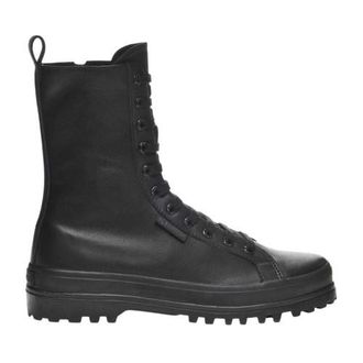Superga 2641 Alpina Springerstiefel f&uuml;r Damen, Leder (Ganzschwarz)
