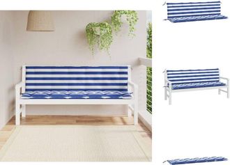 vidaXL Gartenbank-Auflagen 2 Stk. Blau & Wei&szlig; Gestreift Oxford-Gewebe - Sitzkissen - Gartenbankkissen - Outdoorkissen - Oxford-Gewebe - Wasserabweisend