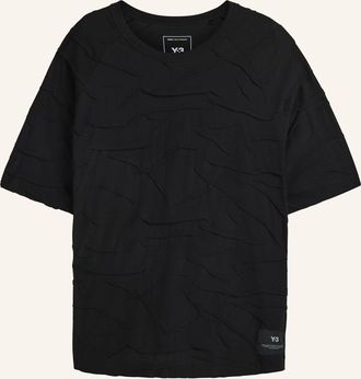 Yohji Yamamoto Y-3 T-Shirt, Plissiert schwarz