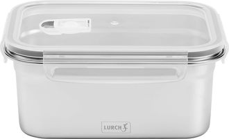 Lurch 240894 Lunchbox Safety/Aufbewahrungsbox aus hochwertigem Edelstahl mit BPA-freiem Kunststoffdeckel 1500ml, Klar