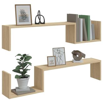 Generic 2xWandregal, B&uuml;cherregal, Wandboard, Schweberegal, H&auml;ngeregal, Dekoregal, Freischwebend, Regal, B&uuml;roregal, Wandablage, 100x15x20cm, Holzwerkstoff(Wei&szlig;