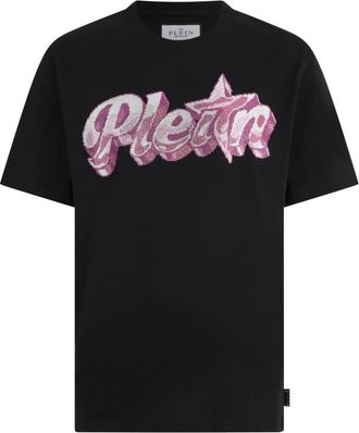 Philipp Plein Homme, Tops, Noir, Taille: L T-Shirt Col Rond Gummy Plein Stones