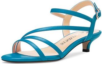 Castamere Femmes Ouvert Bout Bas Kitten Talon Heel Lanières Cheville Sandales Boucle Dress Bureau Décontracté Chaussures 3.5 CM Heels Bleu 40 EU
