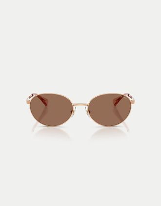 Ralph Lauren ovale Sonnenbrille mit braunen Gl&auml;sern in Ros&eacute;gold