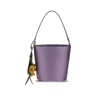 Self Portrait Satin Bucket Bag - Purple