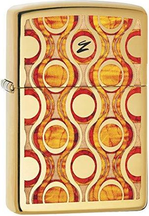 Zippo Sturmfeuerzeug - Script Deco, High Polish Brass, Fusion - Nachfüllbar - Wiederverwendbar - Windfestes Design - Geschenkbox - Made in USA