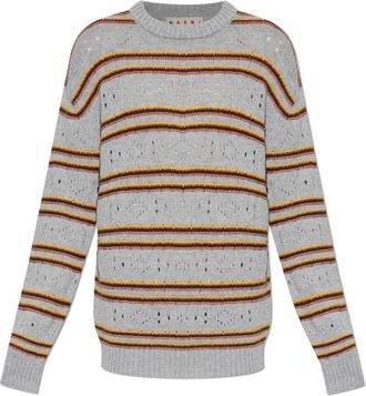 Marni Homme, Pulls, Gris, Taille: XL Pull en cachemire avec maille ajour&eacute;e