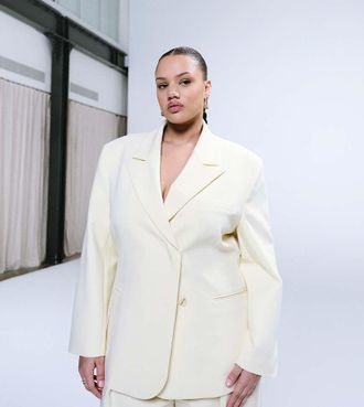 Asos Curve - Zweireihiger Blazer in Gelb