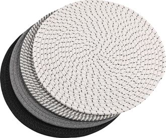 Valiclud 4 St&uuml;ck Runde Gewebte Tischunterlagen aus Baumwollseil Hitzebest&auml;ndig und rutschfest Strapazierf&auml;hige Platzsets f&uuml;r Esstisch Abwaschbar und Formstabil