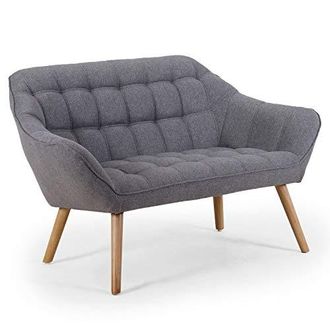 Menzzo Zentao Skandinavisches 2-Sitzer Sofa mit Stoffbezug Hellgrau