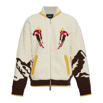 Dsquared2 Wollstrickjacke mit Zopfmuster - - Knitwear - Herren - Beige - L