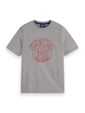 Scotch & Soda Herren Chest Artwork T-Shirt, Grau Melange 030, XL