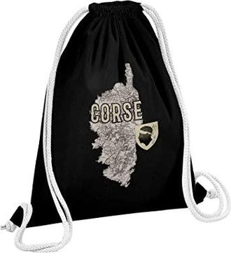 Fabulous Sac de Gym en Coton Noir Corse D&eacute;partement Ile France Bastia Carte Ancienne Rare 12 Litres