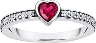 Thomas Sabo Ring Ring Silber Solit&auml;r Rot Herzf&ouml;rmiger Stein
