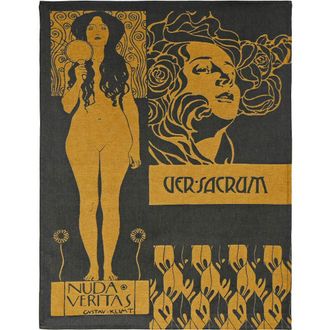 Tissage Moutet Moutet Torchon K&uuml;chenhandtuch Geschirrtuch Handtuch, hochwertige Baumwolle in Frankreich gewebt, limitiertes Motiv Nuda Veritas, Gustav Klimt
