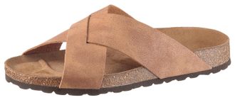 Man's World Pantolette MANS WORLD, Herren, Gr. 46, cognac, Lederimitat, Schuhe Pantolette, Sommerschuh, Strandschuh, Hausschuh mit Fu&szlig;bett