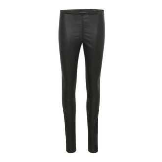 Karen by Simonsen Schwarze Lederhose Meteorit Stil - - Trousers - Damen - Schwarzk - S