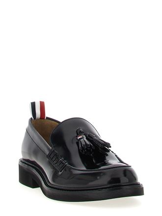 Thom Browne Womens Black Calfskin Slip-On Loafers