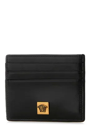 Versace Mens Black Leather Card Holder 1b55jblackgold82 Portafogli Wallet