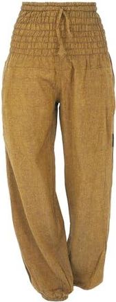 Guru Shop Pantalon Aladin &agrave; taille large pour femme - Coton - V&ecirc;tement alternatif, Moutarde, W36