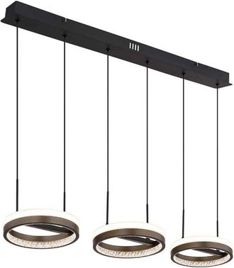 Globo Lighting Globo Lighting - Lampe suspendue lampe de salle &agrave; manger cristaux gris 3 ampoules cct led h 150 cm