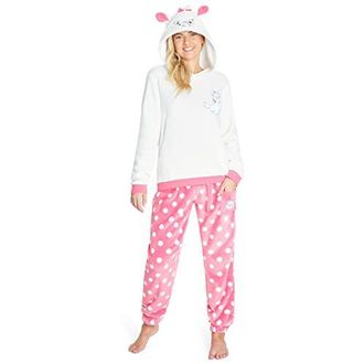 Disney Stitch Pyjama Polaire Femme V&ecirc;tements de Nuit Femme et Ado Longues Ensemble de Pyjama Femme Doux et Chaud Id&eacute;e Cadeau pour Elle (Rose Marie, M)