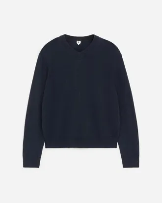 Arket Pullover Aus Leinen Und Baumwolle Mit V-Ausschnitt -Blau