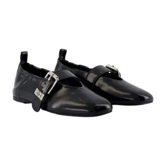 Ganni Womens Sue Box Ballerina Black Synthetic