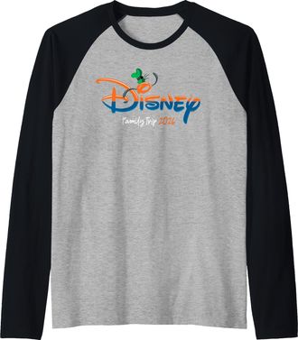 Disney Goofy Script Logo Family Trip 2026 Vacation Raglan