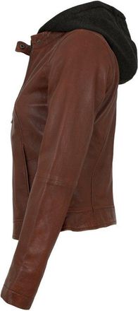 Jilani Lederjacke Ashley Jilani Collection - Damen Lederjacke Lammnappa Kapuze dunkles cognac