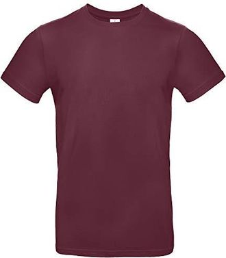 B&C Collection E190 Tee-Shirt Coton uni pour Hommes Poids Moyen Coupe Droite - Bourgogne (2XL)
