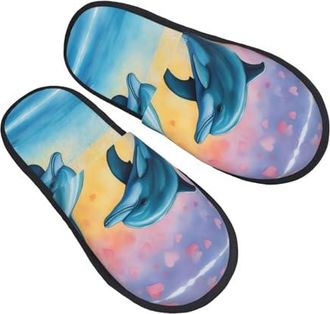 Generic Pantoufle Impression Dolphin In Love Chaussures L&eacute;g&egrave;res Confort Chaussons Pour Femme Int&eacute;rieur Chambre M