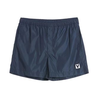 Valentino Wei&szlig;er Logo Swim Boxer - - Swimwear - Herren - Blau - S