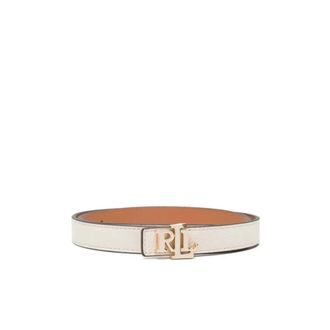Ralph Lauren Femme, Accessoires, Blanc, Taille: S Ceinture R&eacute;versible en Cuir Grain&eacute; avec Logo