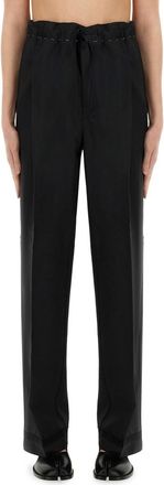 Maison Margiela Wool and Mohair Wide-Leg Trousers - Black