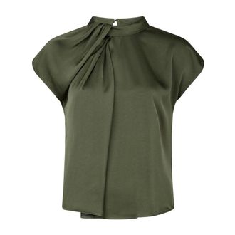 Neo Noir Elegante Drapy Satin Bluse mit Knotendetail - - Blouses & Shirts - Damen - Gr&uuml;n - XL