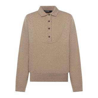 Jacquemus Beige Cashmere Sweater Ribbed Collar - - Knitwear - Damen - Beige - 2XS