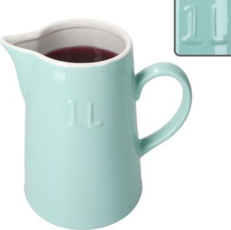 MamboCat Emilia Mint Krug 1L I Steingut Kanne in Pastellgr&uuml;n & Cremewei&szlig; I ideal f&uuml;r Wasser, Saft, Milch, Kakao & Limo I Fr&uuml;hst&uuml;ck, Brunch & Alltag I Karaffe m