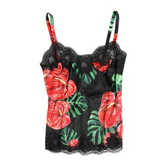 Dolce & Gabbana Blumiges Seiden Tank Lingerie - - Tops - Damen - Mehrfarbig - XS
