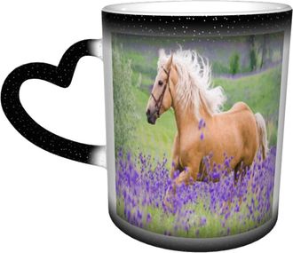 IUBBKI Tasse mit Farbwechsel Pferd In The Sky Keramik w&auml;rmeempfindliche Tasse Latte Tassen w&auml;rmeempfindliches Design f&uuml;r Geschenke B&uuml;ro personalisierte Idee 