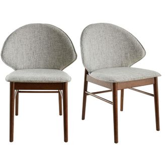 Miliboo Vintage-St&uuml;hle mit hellgrauem Stoff und Holz (2er-Set) spike