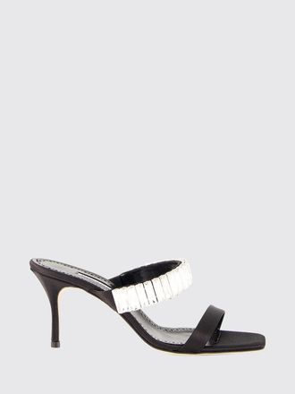 Manolo Blahnik Sakobay Kristallverzierte Satin-Mules mit eckiger Kappe