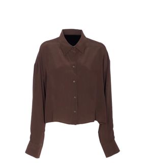 Alysi Femme, Blouses et Chemises, Brun, Taille: 40 FR Camicia Mano Sale Cropped