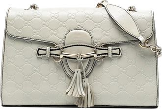 Gucci Hobo Bags - Medium Guccissima Emily Shoulder Bag - Gr. unisize - in Wei&szlig; - f&uuml;r Damen