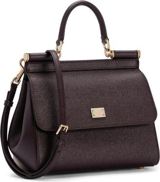 Dolce & Gabbana Womens Handbag Sicily Burgundy Shoulder Bags