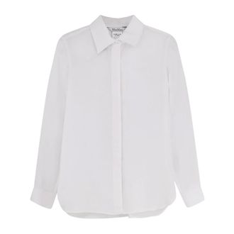 Max Mara Femme, Blouses et Chemises, Blanc, Taille: 42 FR Chemise en lin Monogram