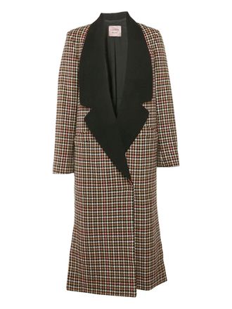 Lanvin manteau en laine à motif pied-de-poule - Marron