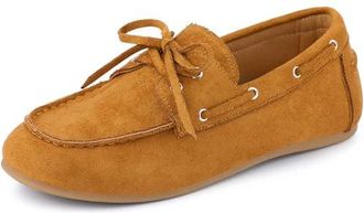 Allegra K Mocassins plats &agrave; lacets &agrave; bout ferm&eacute; pour femme, marron, 37 EU