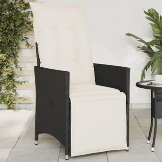 vidaXL Gartensessel Verstellbar mit Kissen Schwarz Poly Rattan - Vidaxl