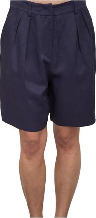 Nenette Femme, Shorts, Bleu, Taille: 36 FR Shorts Effet Flamm&eacute; en Viscose et Lin